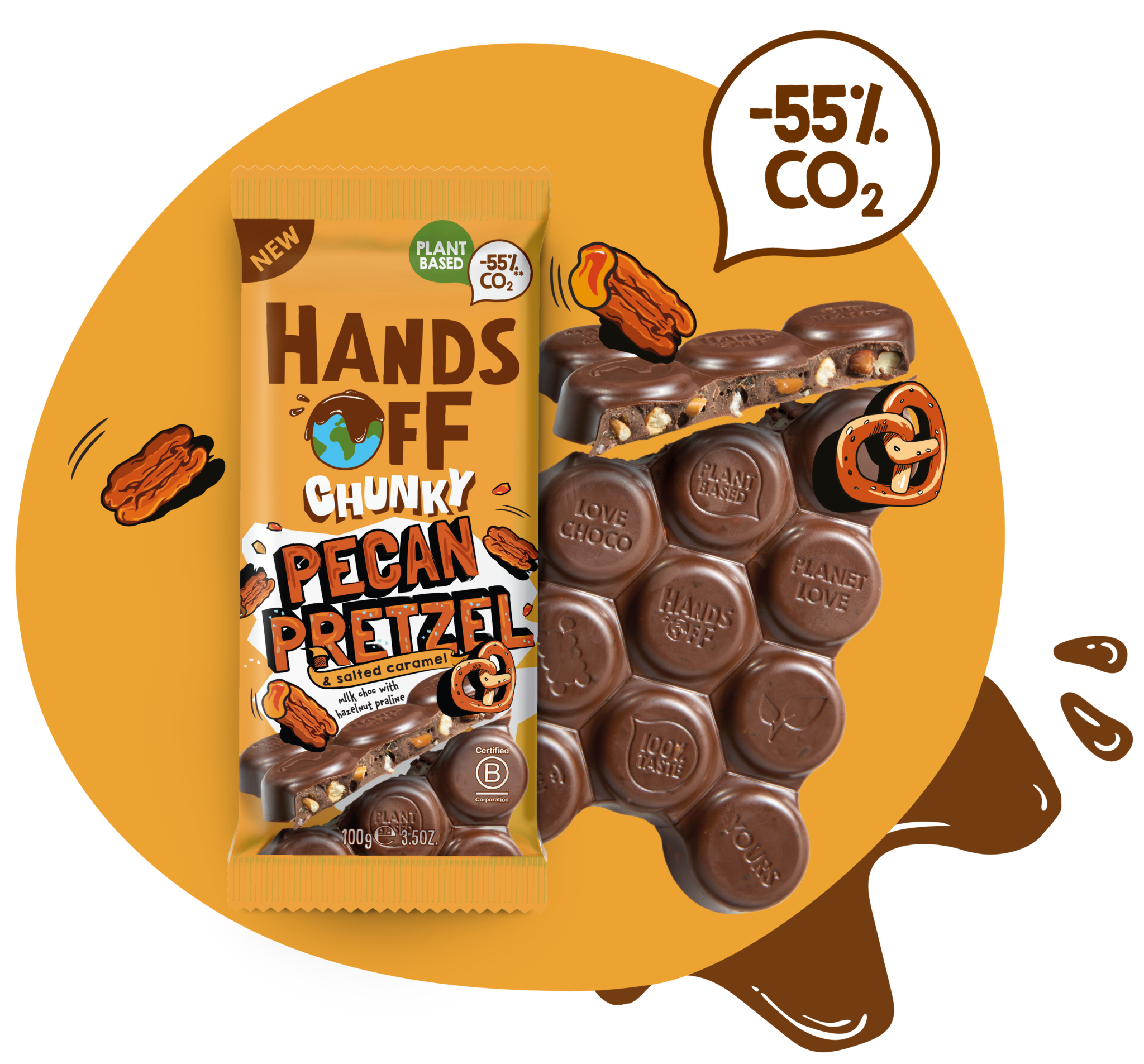 Hands Off Chocolate Chunky Pecan Pretzel 100gr – Vegan Market HK